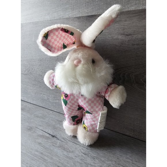 unknown | Toys | Vintage Pink Bunny Rabbit Plush Stuffed Animal Bow ...
